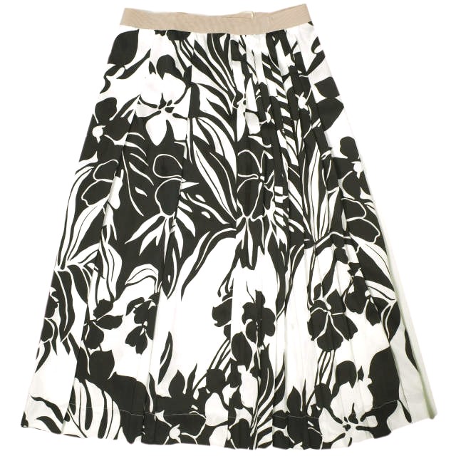 新品 N°21 ヌメロヴェントゥーノ 23SS フラワープリントランダムプリーツスカート 23S-C111-5055 38 WHITE/BROWN 定価97900円