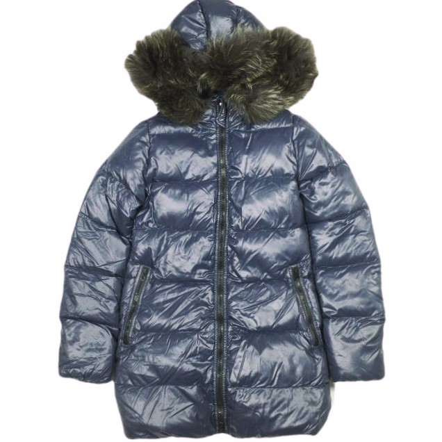 DUVETICA デュベティカ Kappa ラクーンファー ナイロンフードダウンコート D.037.00.U/1057.R-MFG 38 NAVY カッパ ダウンジャケット