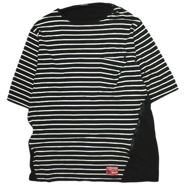 UNDERCOVERISM アンダーカバイズム 23SS 日本製 前ボーダー後ムジ切替半袖CS パネル切り替えオーバーサイズTシャツ UI1C4807 3 BLACK