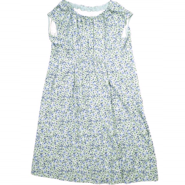 Drawer ドゥロワー 24SS 日本製 PRE2 フラワープリントリボンワンピース 6526-299-1463 36 Blue 花柄 ノースリーブ ドレス 定価160,600円