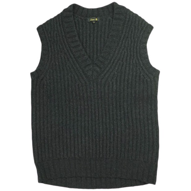 Drawer ドゥロワー 22AW 3G畔編みVネックニットベスト 6518-105-0496 1 チャコールグレー セーター プルオーバー 定価69,300円 トップス