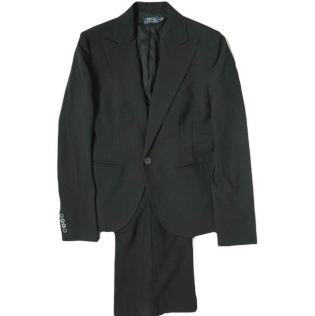 POLO RALPH LAUREN ポロ・ラルフローレン ブラックパンツスーツ (JK)4/(PT)6 BLACK スーツ セットアップ 1Bジャケット＆フレアスラックス