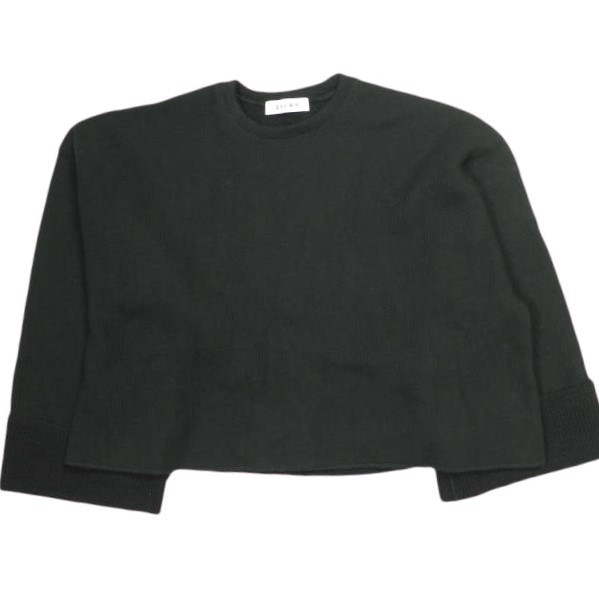 SACRA サクラ 24AW 日本製 WOOLEN COTTON TOP ウールコットントップス 124550091 38 BLACK トレーナー プルオーバー トップス