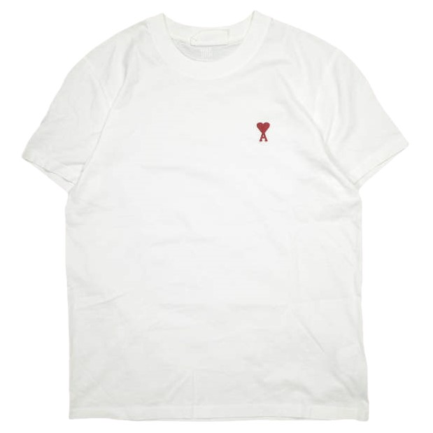 AMI Alexandre Mattiussi アミ アレクサンドルマテュッシ AMI DE COEUR T-SHIRT ハートロゴ刺繍Tシャツ BFHJ108.723 S WHITE 半袖 PARIS