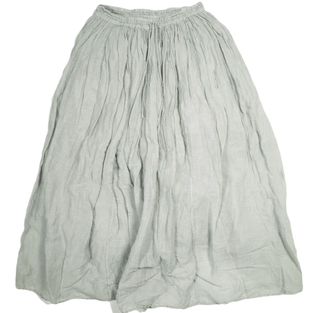maison de soil メゾンドソイル インド製 コットンリネンギャザースカート 2 グレー ロング イージー ボトムス