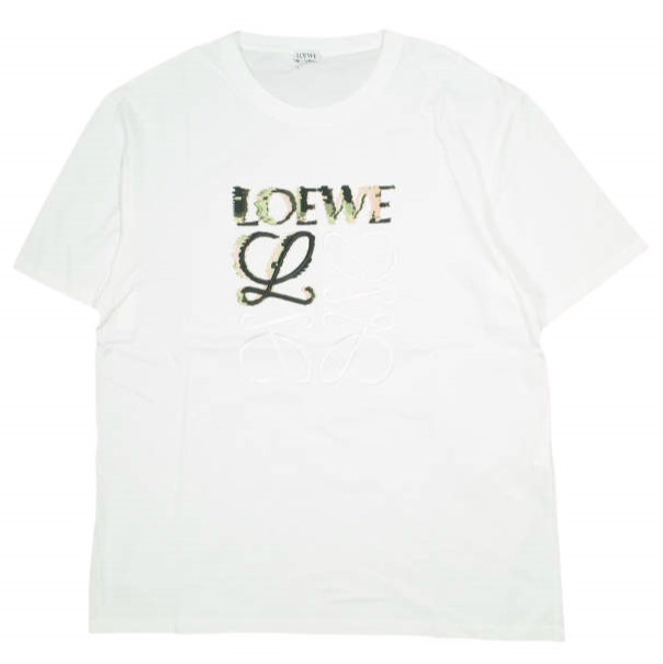 LOEWE ロエベ 24SS ポルトガル製 GLITCH ANAGRAM RELAXED FIT T-SHIRT グリッチアナグラムTシャツ H526Y22J61 L WHITE 半袖 トップス