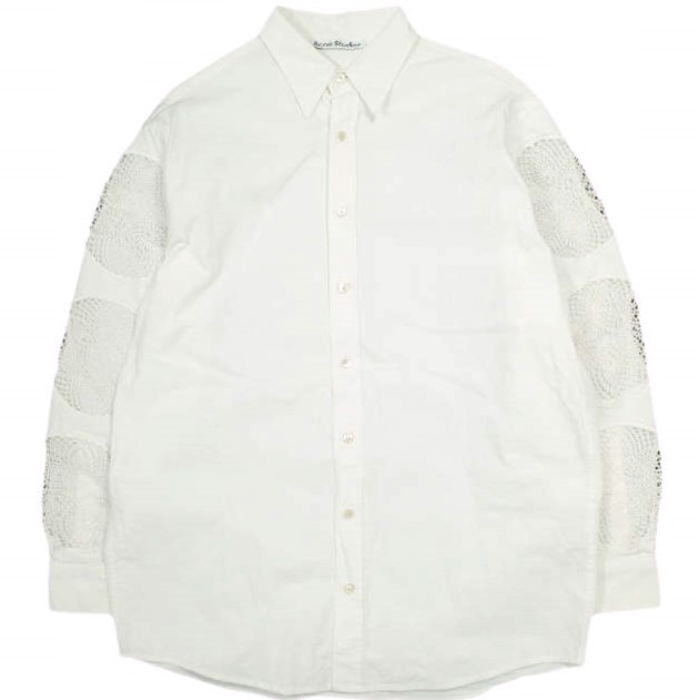 Acne Studios アクネストゥディオズ クロシェ編みシャツ FN-MN-SHIR000446 46 WHITE 長袖 サークル レース トップス