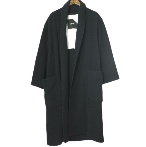 ATON エイトン 日本製 WOOL FLEECE ROBE COAT ウールフリースローブコート SCAGKW0909 02(M) NAVY ガウン アウター