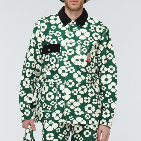 MARNI x carhartt WIP マルニ カーハート SUNFLOWER OG CHORE COAT フローラルカバーオール GUMU031289 S Forest Green チョアコート MARNI x carhartt WIP マルニ カーハート SUNFLOWER OG CHORE COAT