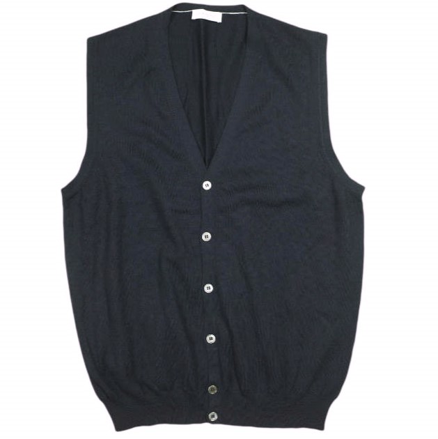 Gran Sasso グランサッソ イタリア製 ウールハイゲージVネックニットベスト 58182 14296 52 NAVY ジレ トップス