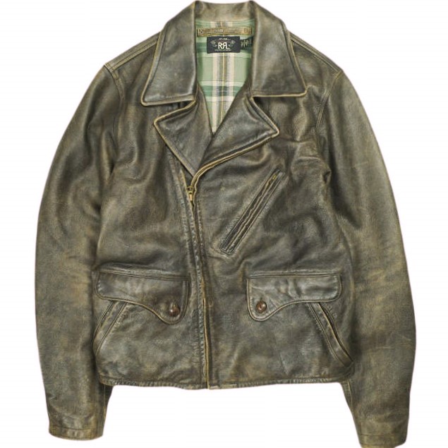 RRL ダブルアールエル Leather Moto Jacket カウレザー モトジャケット 782928668001 S Brown Double RL 定価341,000円 ダブルライダース