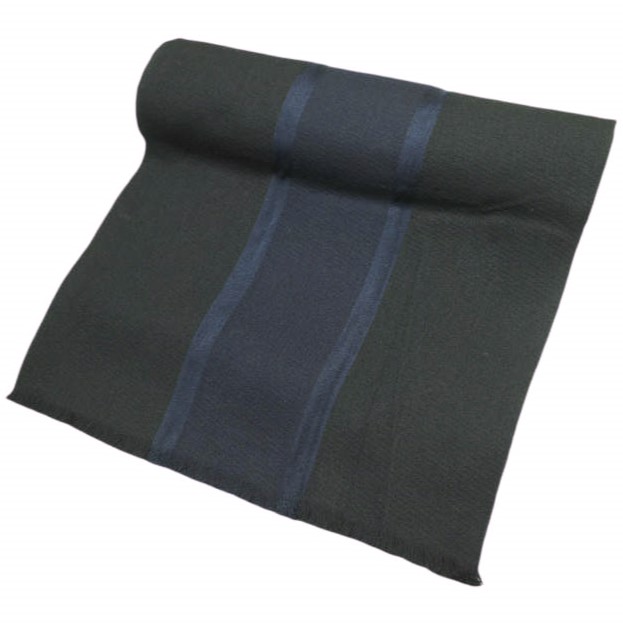 BALENCIAGA バレンシアガ イタリア製 ウールシルク バイカラーマフラー BLACK/NAVY ライン ストール