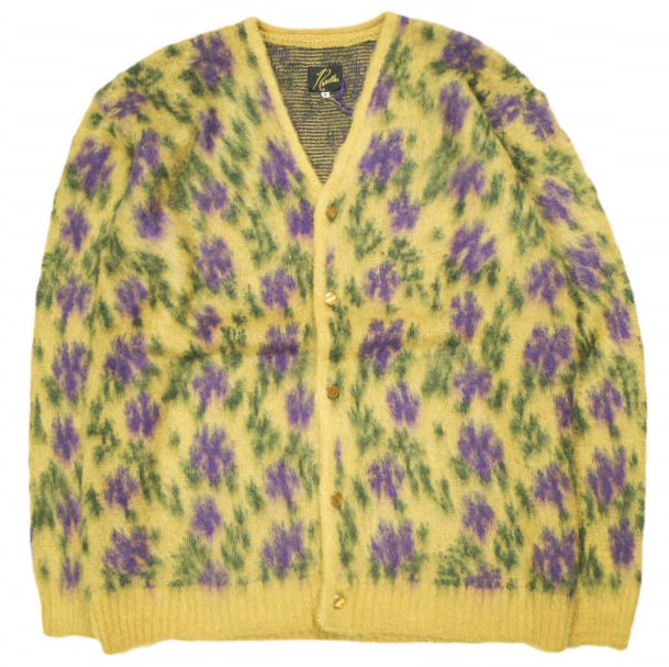 新品 Needles ニードルス 23AW 日本製 Mohair Cardigan - Flower モヘアカーディガン フラワー NS282 M YELLOW 花柄 ニット セーター
