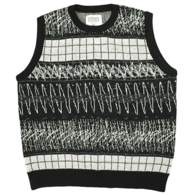 C.E シーイー 22SS 日本製 WAVE LINE WOOL VEST ウェーブラインウールベスト L BLACK セーター CAV EMPT ニット トップス