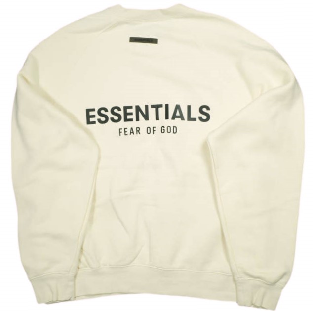 ESSENTIALS FEAR OF GOD エッセンシャルズ フィアオブゴッド ラバーバックロゴ オーバーサイズスウェット M ベージュ トレーナー 裏起毛