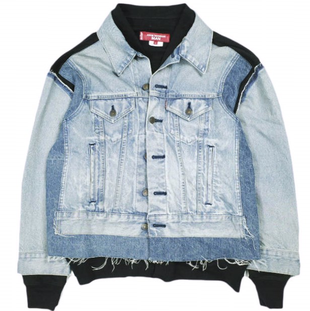 JUNYA WATANABE MAN COMME des GARCONS x Levisス 綿デニム製品加工カスタマイズ×綿エステル裏毛Levis Wネームジャケット WO-J206 S