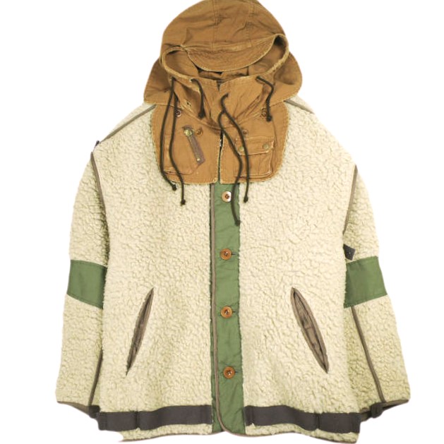 kolor BEACON カラービーコン 21AW MILITARY FLEECE HOODED JACKET ビッグボアブルゾン 21WBM-G01131 3 Beige サンプル品 アウター