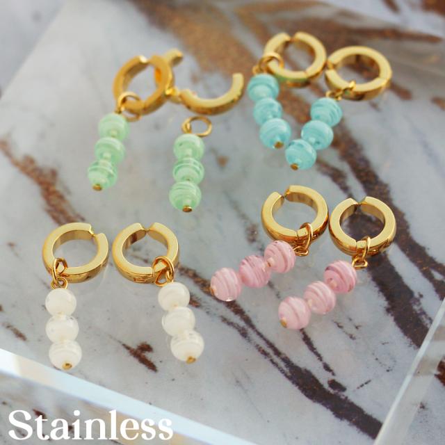 ステンレス 日本製 イヤリング K18GP クリップイヤリング シンプル 透明 透け感 涼しげ 涼感 ガラスビーズ カラフル ステンレス 2way 取の通販はau PAY マーケット ...