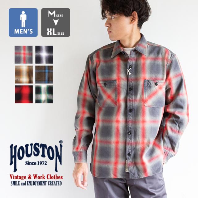 「 HOUSTON ヒューストン 」 OMBRE CHECK VIYELLA SHIRT オンブレーチェック ビエラ シャツ 41252 / ヒューストン チェックシャツ オンブレチェック ビエラシャツ 長袖シャツ ネルシャツ ミリタリー カジュアル 2025AW