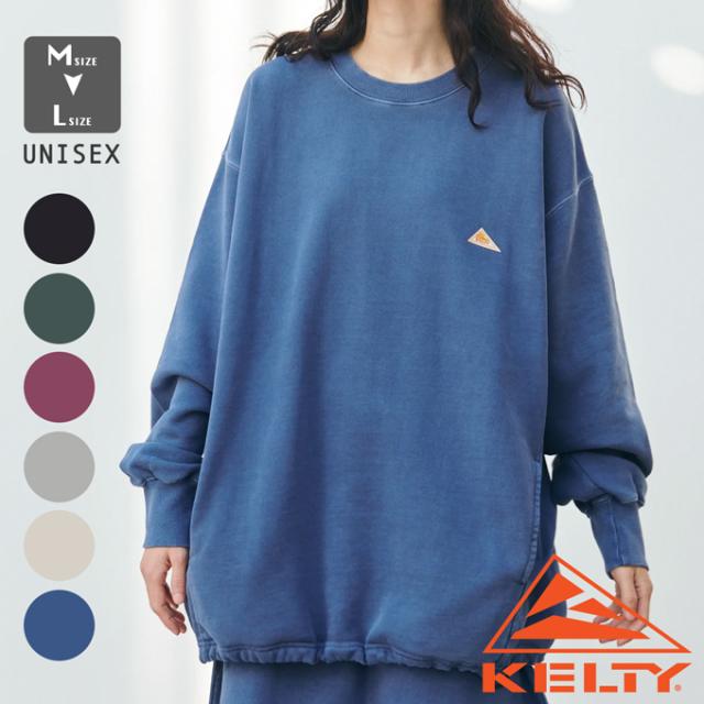 KELTY ケルティ ワンポイント ロゴ クルーネック スウェット ユニセックス KE24213096 / トレーナー メンズ レディース トップス オーバーサイズ アメカジ ビックシルエット 2024AW