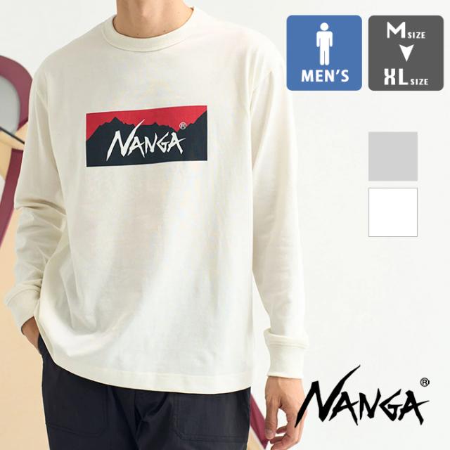 「 NANGA 」 ECO HYBRID BOX LOGO L/S TEE エコハイブリッド ボックスロゴ ロングスリーブティー NW2311-1G206 / ナンガ 長袖Tシャツ ロンT クルーネック 丸首 BOX ロゴ プリント アウトドア メンズ レディース ユニセックス 23SPRING ※
