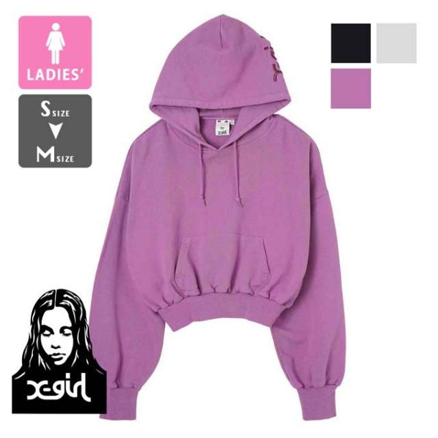 「 X-girl エックスガール 」 EMBROIDERED MILLS LOGO COMPACT SWEAT HOODIE X-girl ミルズロゴ刺繍コンパクトスウェットフーディー 105234012013 / x-girl エックスガール パーカー フーディ  /
