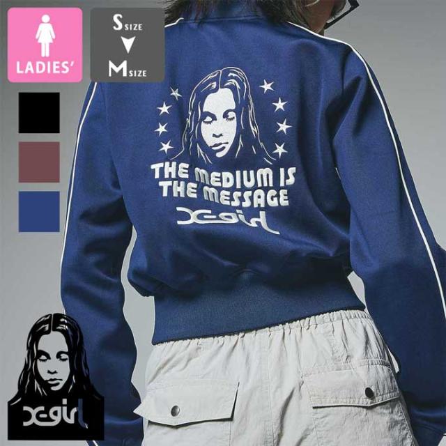「 X-girl エックスガール 」 STAR AND FACE COMPACT TRACK JACKET スター アンド フェイス コンパクト トラック ジャケット 105253012011 / x-girl エックスガール トラックジャケット ロゴ 刺繍 ジャージ /
