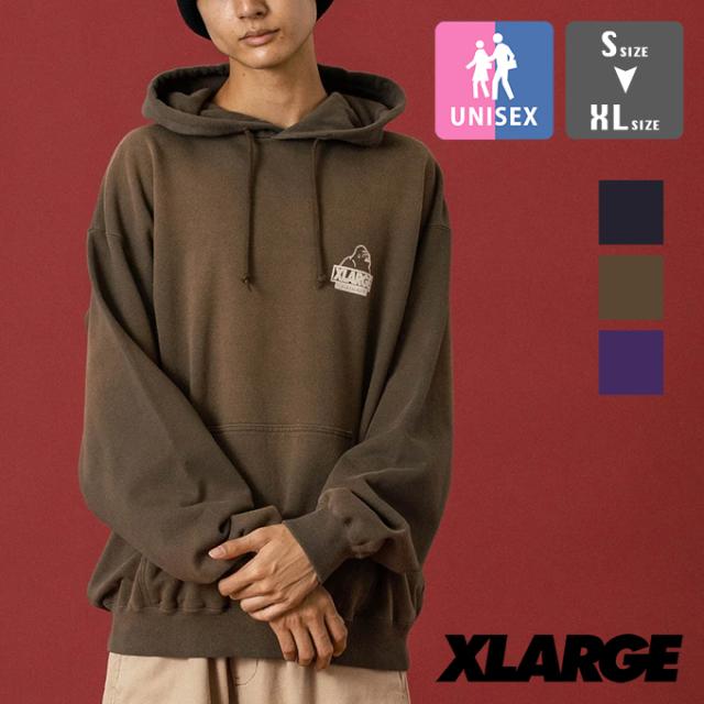 「 XLARGE エクストララージ 」 DISCHARGE PRINTED SLANTED OG HOODED SWEATSHIRT ディスチャージ プリント OG ロゴ フーディー 101254012011 / xlarge エクストララージ パーカー フーディ プルオーバー トレーナー USED加工 OGゴリラ 2025AW