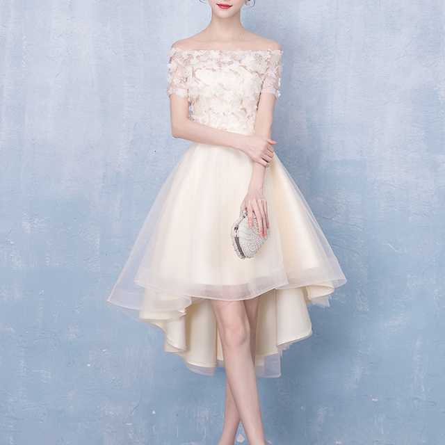 パーティードレス 結婚式 二次会 ワンピース 大きいサイズ ミニドレス フレアースカート パーティードレス 大きいサイズ半袖 オフショルダー 花嫁 二次会 ドレス ウェディングドレス ミニ 結婚式 コンサート キレセク