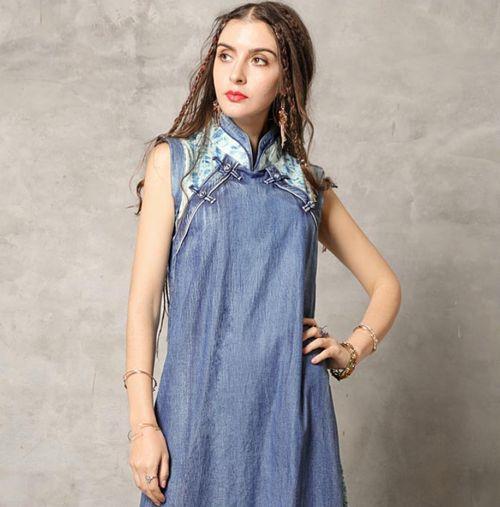 秋のワンピース 秋 ワンピース デニムワンピース 刺繍 ドレス 人気