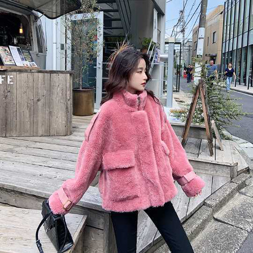 全2色 アウター コート フリース ボア系 レディース トレンド ショート丈 ジップアップ シンプル 無地 可愛い お洒落 カジュアル あったか 防寒 ふわふわ 冬 お出かけ デート デイリーコーデ 着回し フロントポケット トレ定