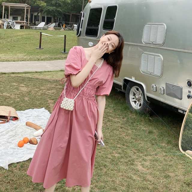 ワンピース シフォンワンピース フレンチワンピース ミディアム ミディアム丈 ナチュラル シフォンスリーブ ウエストマーク ギャザー キュート きれいめ ロリータ風 甘めコーデ キレセク