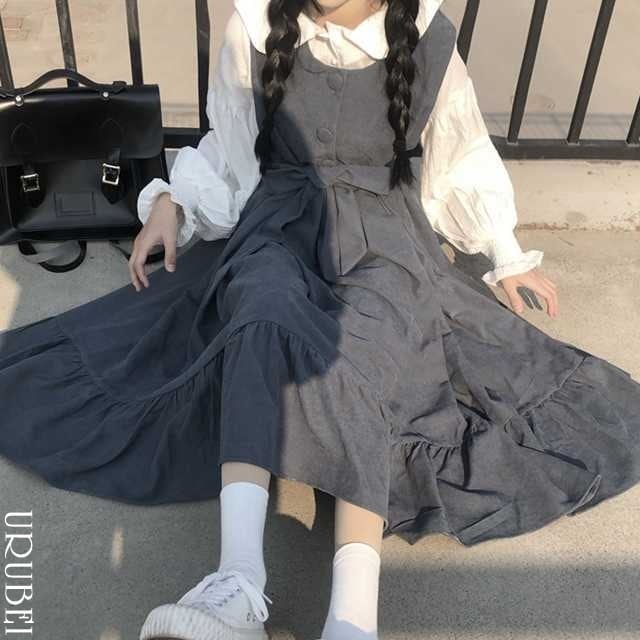 即納 即日発送 在庫処分 全2色 ワンピース ブラウス セットアップ ロリータ ロリータワンピース カジュロリ レディース キュート 可愛い ロリータ風ワンピ クラシカル レトロ ナチュラル 清楚 ミディアム丈 膝下 長袖 夢かわ ロマ 即納 即日発送 在庫処分 全2色 ワンピース ブラウス セットアップ