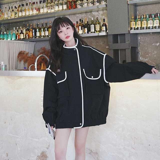 アウター ブルゾン ジャケット レディース ジャンパー 大人 ゆったり ジャケット ジッパー バイカラー 長袖 大きいサイズ きれいめ カジュアル 春 秋 秋冬 キレセク