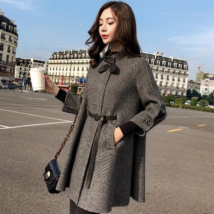 アウター レディース ポンチョコート レディース コート ポンチョ マント ケープ 秋 冬 アウター ジャケット チェック柄 体型カバー 大きいサイズ おしゃれ 通勤 リボン ミドル丈 かわ大