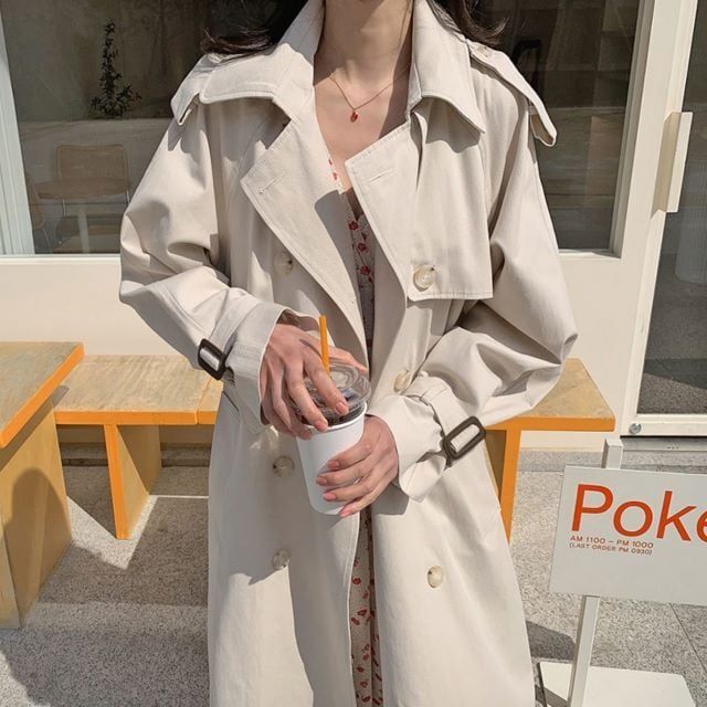 アウター レディース トレンチ コート ロング丈 無地 定番 通勤 お出かけ デート きれいめ ナチュラル 大人カジュアル シンプル 春 秋 キレナチュ 小さいサイズ ボリューム袖