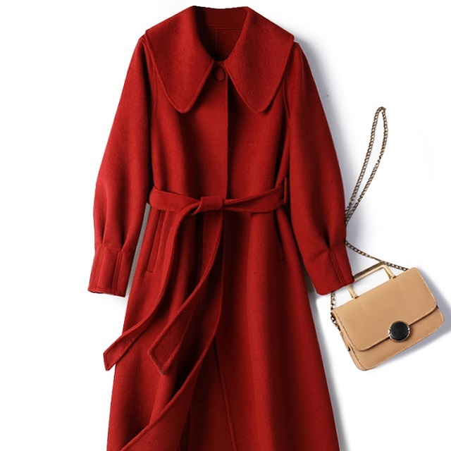 トレンチコート レディース アウター 秋冬 カシミアコート ウィメンズ ミッド レングス 2020冬 新作 レースアップ ドール カラー ウールコート トレ定 アウター かわ小