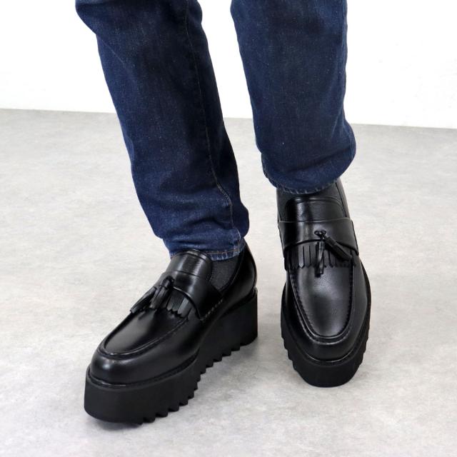 ローファー メンズ 厚底 6.0cmヒール シャークソール 滑りにくい 身長