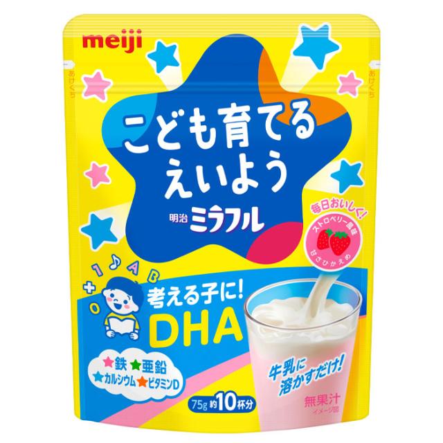 送料無料 明治 ミラフル 粉末飲料 ストロベリー風味75g×2ケース（全24本）
