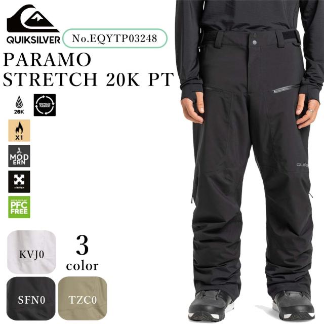 25/26 スノー Quiksilver クイックシルバー パンツ パラモ ストレッチ スノーウェア パンツのみ 雪 ウィンタースポーツ スキー スノボー 2025年/2026年冬 メンズ PARAMO STRETCH 20K PT 品番 EQYTP03248 日本正規品