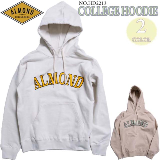22/23 FW Almond Surfboards & Design アーモンドサーフボードデザイン パーカー COLLEGE HOODIE トップス ポケット付き フロントロゴ メンズ ユニセックス 2022年 2023年 秋冬 品番 HD2213 日本正規品