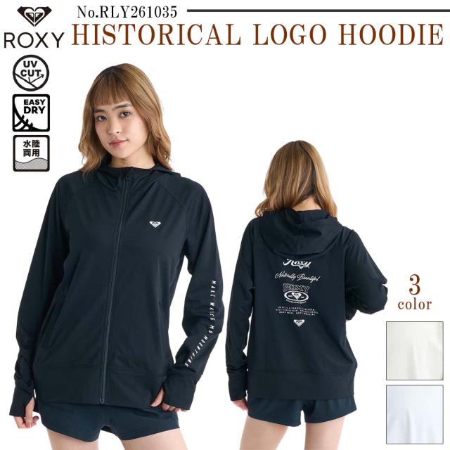 2026年3月上旬〜4月上旬出荷 予約商品 26 SS ROXY ロキシー ラッシュガード ヒストリカル ロゴ フーディー パーカー 長袖 フード付 水陸両用 大人用 UVカット アウトドア マリンスポーツ サーフィン 2026年春夏 レディース HISTORICAL LOGO HOODIE 品番 RLY261035 日本正規品