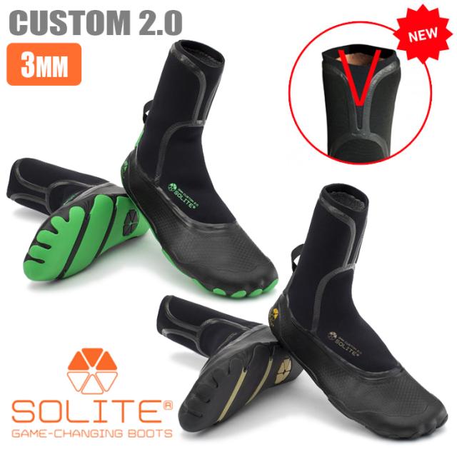 23-24 SOLITE ソライト 3MM CUSTOM 2.0 カスタム サーフブーツ 男女兼用 ユニセックス 3ミリ 冬用 裏起毛 ネオプレーン 足型形成 2023年/2024年 サーフィン用ブーツ 日本正規品