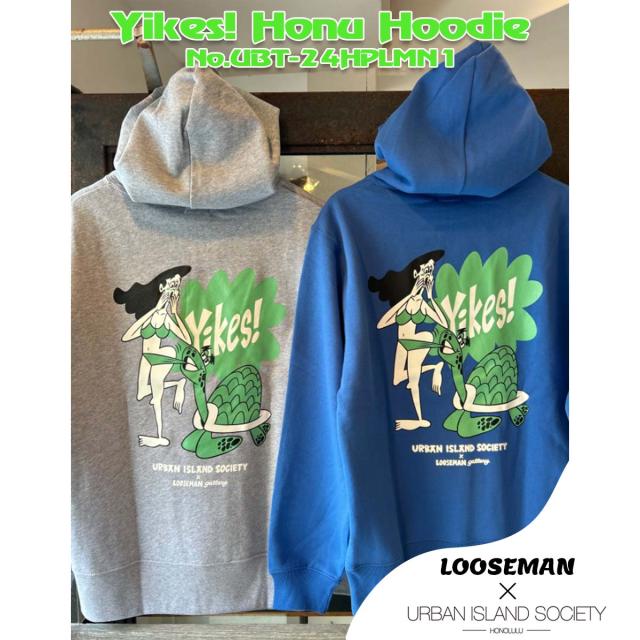 24 URBAN  SOCIETY アーバンアイランドソサイエティ LOOSEMAN ルーズマン パーカー Yikes! Honu Hoodie トップス フーディー 長袖 ウミガメ 亀 メンズ レディース ユニセックス 2024年秋冬 品番 UBT-24HPLMN1 日本正規品