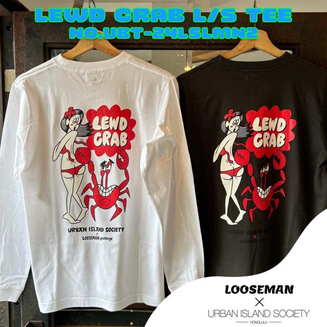 24 URBAN  SOCIETY アーバンアイランドソサイエティ ロンT LEWD CRAB L/S TEE Tシャツ 長袖 トップス ティーシャツ かに メンズ レディース ユニセックス 2024年秋冬 品番 UBT-24LSLMN2 日本正規品