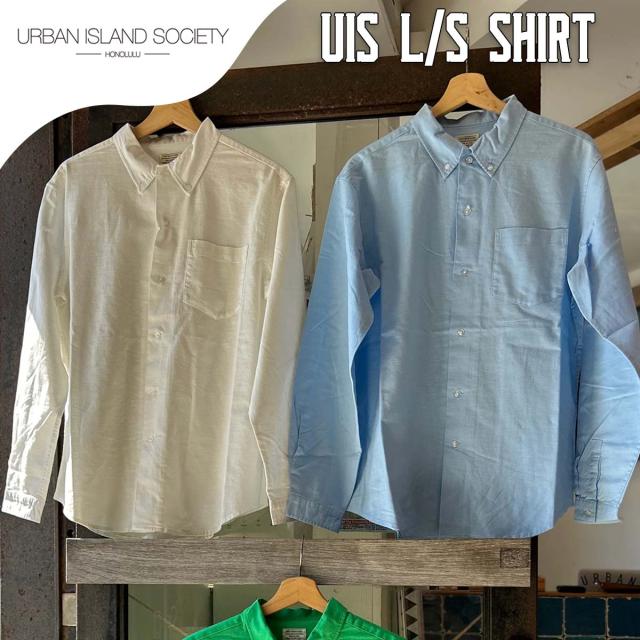 24 URBAN  SOCIETY アーバンアイランドソサイエティ シャツ UIS L/S SHIRT 長袖 ブラウス 綿 麻 シンプル カジュアル ハワイ メンズ 2024年春夏 品番 UIS24SS-001SH 日本正規品