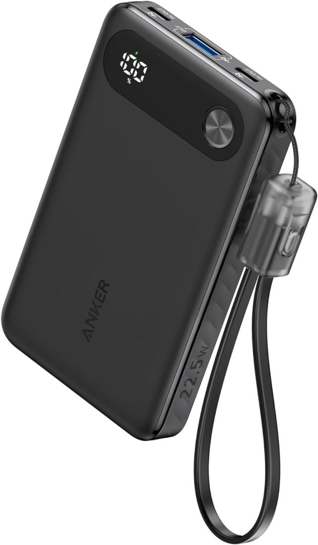 Anker Power Bank (10000mAh, 22.5W) (モバイルバッテリー 10000mAh 最大22.5W出力 USB-C & USB-C ケーブル付属 ディスプレイ搭載 ...