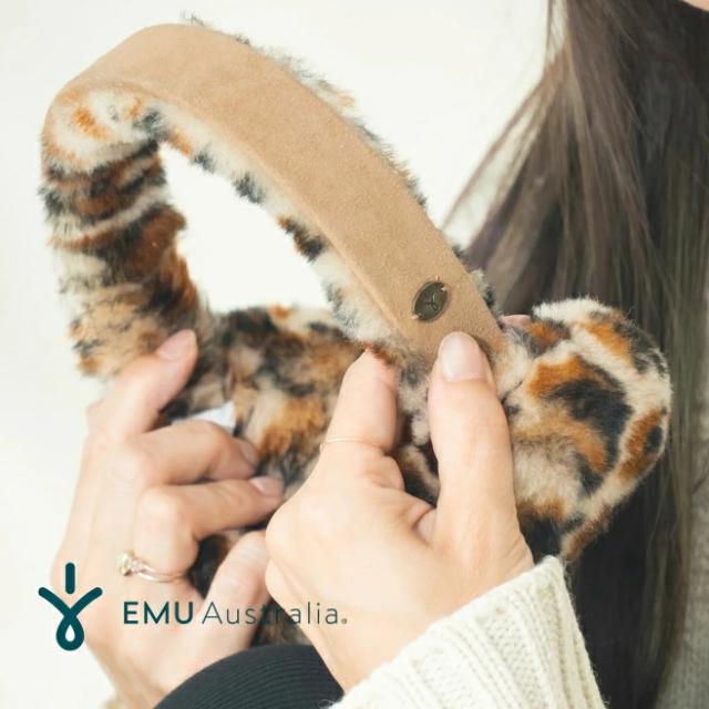 EMU Australia エミュー ムートン イヤーマフ レオパード 耳あて ヒョウ柄 エミュ シープスキン イヤーマフラー W7021 Angahook Leopard Earmuffs Earmuffs アンガフック