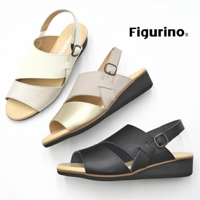 Figurino フィグリーノ バックベルトサンダル FT272 日本製 本革 軽量 3E レザー 牛革 サンダル レディース 靴 ウェッジソール