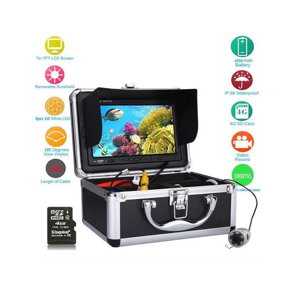 水中カメラ 釣り カメラキット  7インチモニター ホワイト LED 15mケーブル  GAMWATER